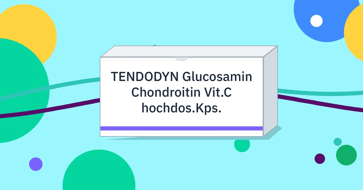 Symbolbild: Packung mit der Aufschrift TENDODYN Glucosamin Chondroitin Vit.C hochdos.Kps. (PZN 19661649) – Verfügbarkeit und Bezug in Apotheken in Frankfurt am Main