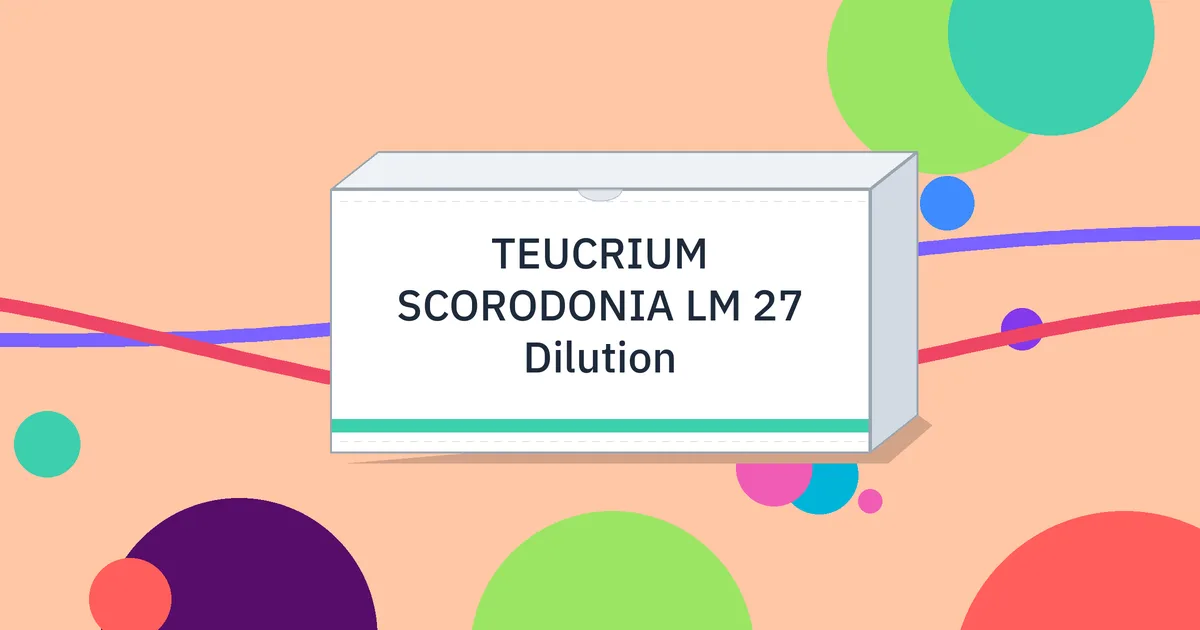 Symbolbild: Packung mit der Aufschrift TEUCRIUM SCORODONIA LM 27 Dilution (PZN 13217741) – Verfügbarkeit und Bezug in Apotheken in Frankfurt am Main