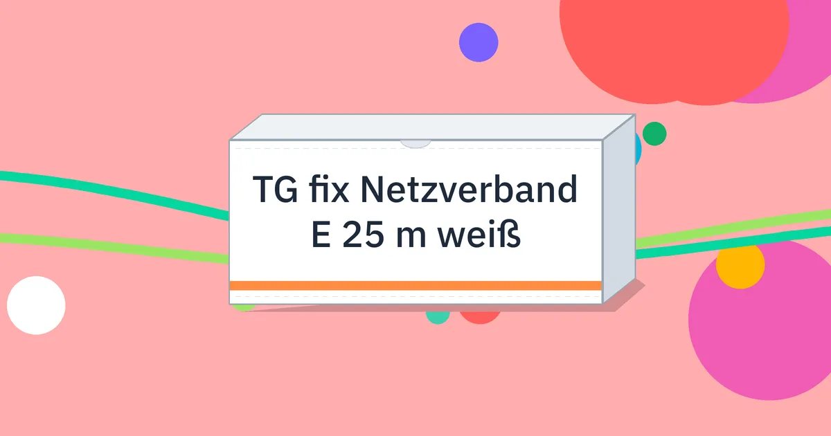 Symbolbild: Packung mit der Aufschrift TG fix Netzverband E 25 m weiß (PZN 18003163) – Verfügbarkeit und Bezug in Apotheken in Frankfurt am Main