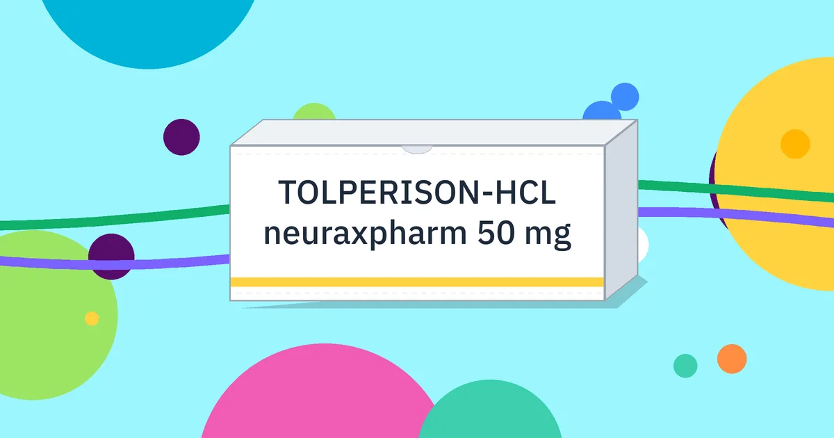 Symbolbild: Packung mit der Aufschrift TOLPERISON-HCL neuraxpharm 50 mg (PZN 10786562) – Verfügbarkeit und Bezug in Apotheken in Frankfurt am Main