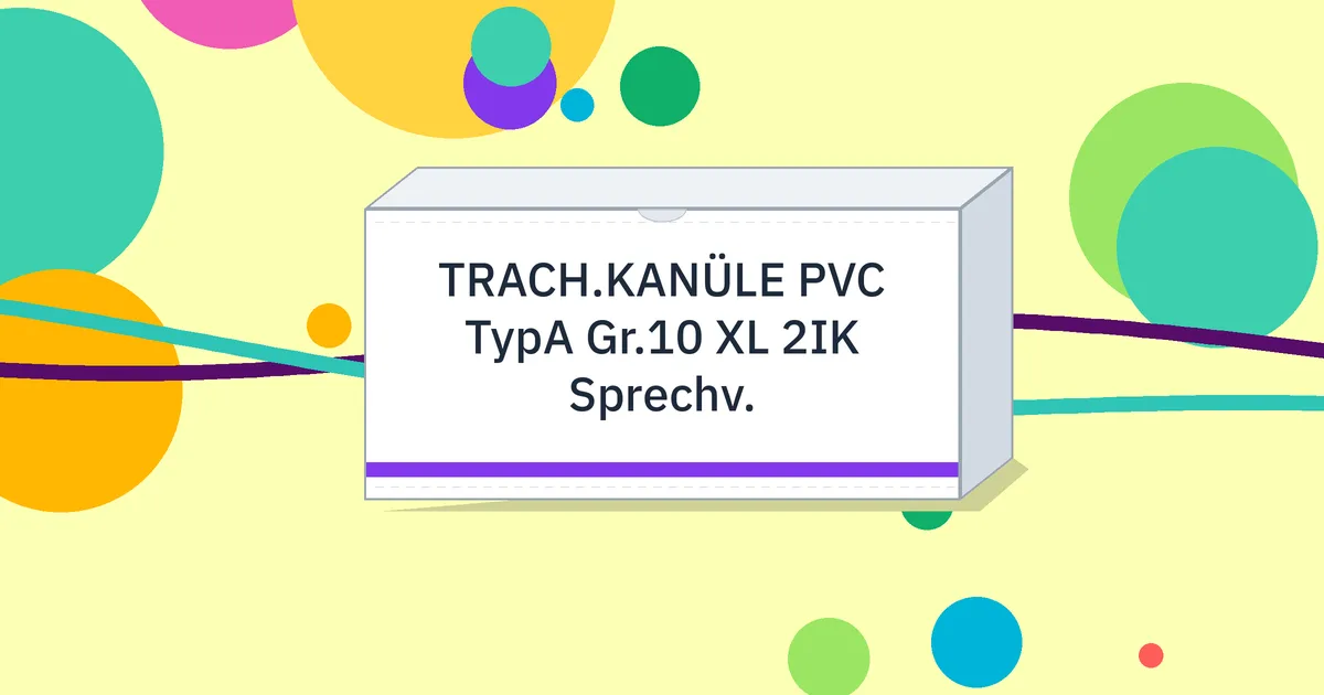 Symbolbild: Packung mit der Aufschrift TRACH.KANÜLE PVC TypA Gr.10 XL 2IK Sprechv. (PZN 06999068) – Verfügbarkeit und Bezug in Apotheken in Frankfurt am Main
