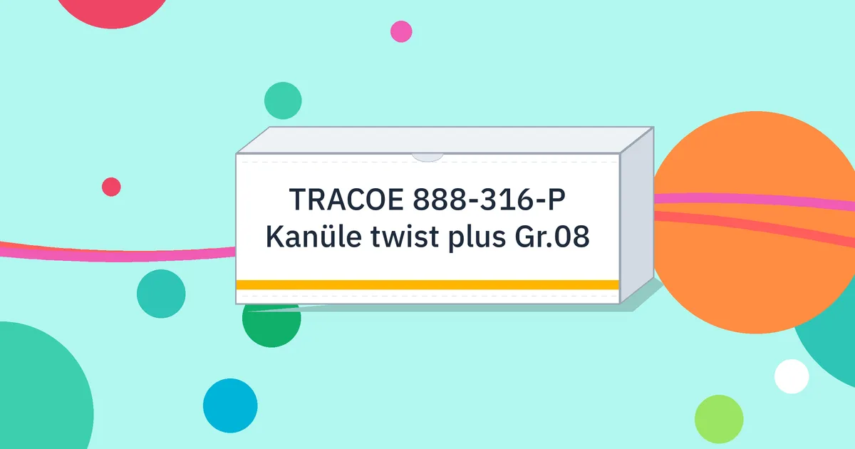 Symbolbild: Packung mit der Aufschrift TRACOE 888-316-P Kanüle twist plus Gr.08 (PZN 09944056) – Verfügbarkeit und Bezug in Apotheken in Frankfurt am Main
