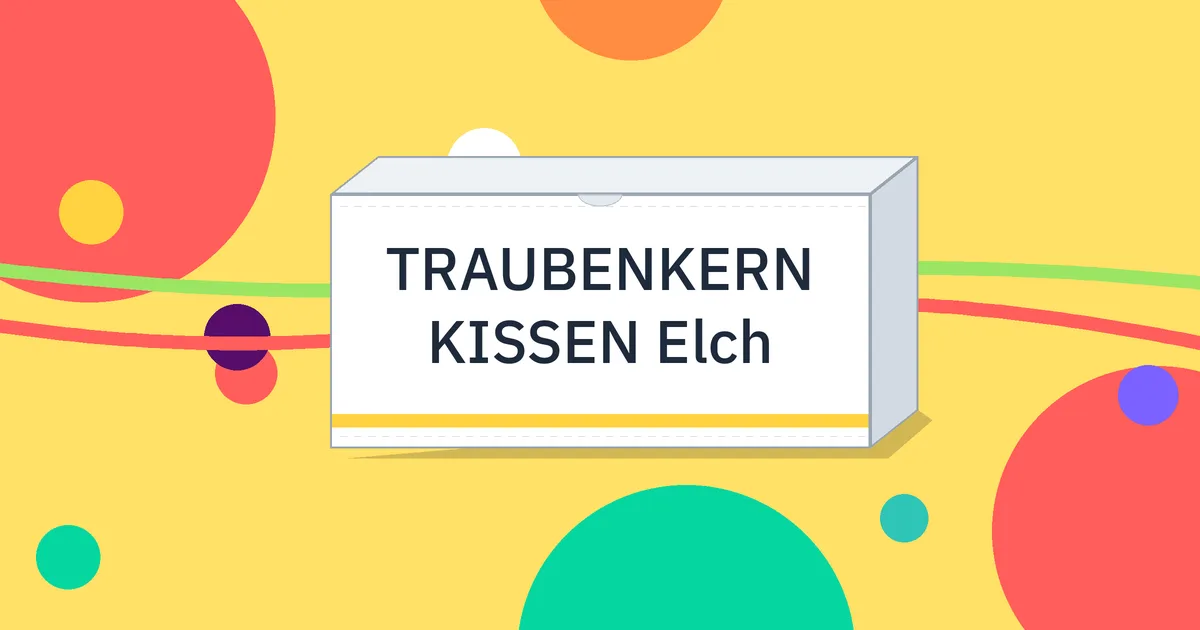 Symbolbild: Packung mit der Aufschrift TRAUBENKERN KISSEN Elch (PZN 16511518) – Verfügbarkeit und Bezug in Apotheken in Frankfurt am Main