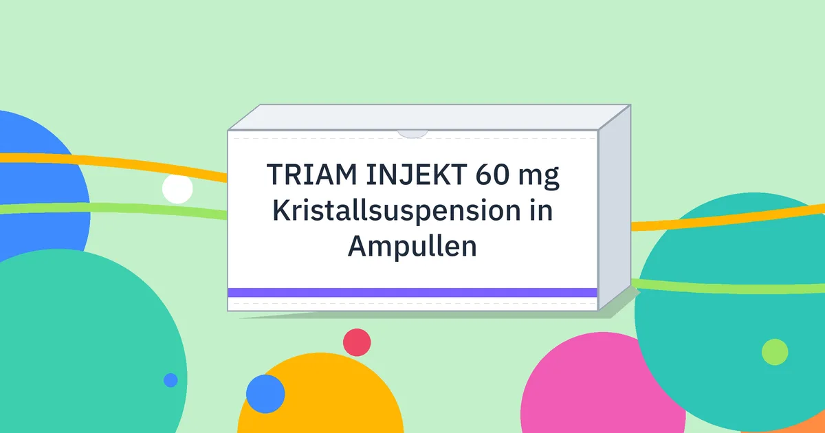 Symbolbild: Packung mit der Aufschrift TRIAM INJEKT 60 mg Kristallsuspension in Ampullen (PZN 04969287) – Verfügbarkeit und Bezug in Apotheken in Frankfurt am Main