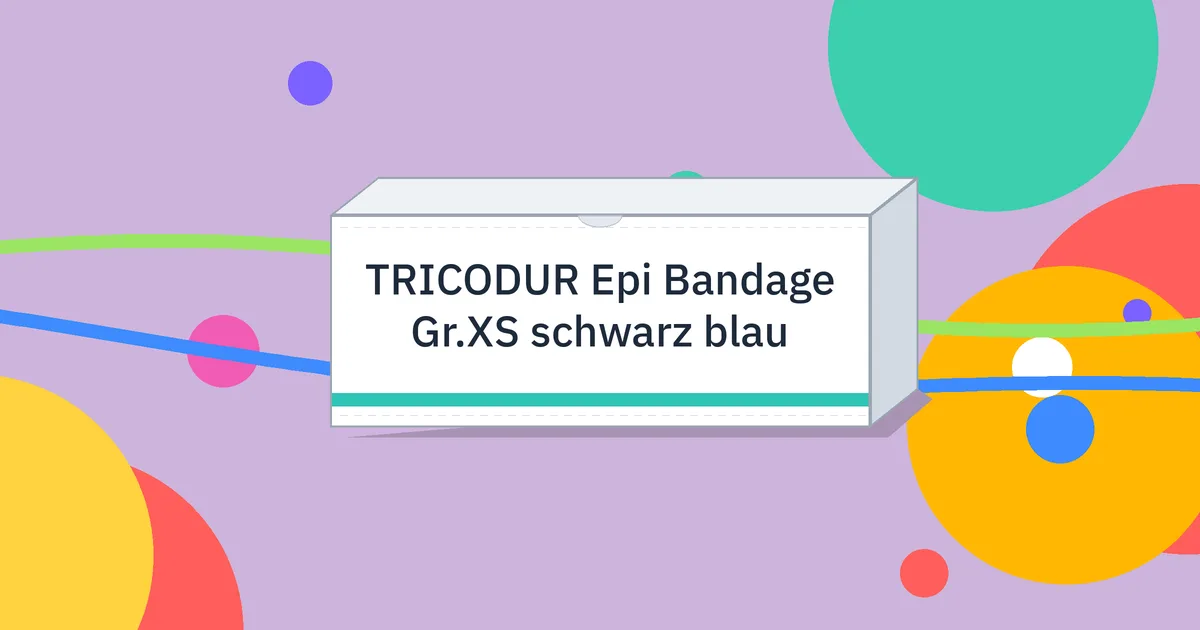 Symbolbild: Packung mit der Aufschrift TRICODUR Epi Bandage Gr.XS schwarz blau (PZN 03093870) – Verfügbarkeit und Bezug in Apotheken in Frankfurt am Main