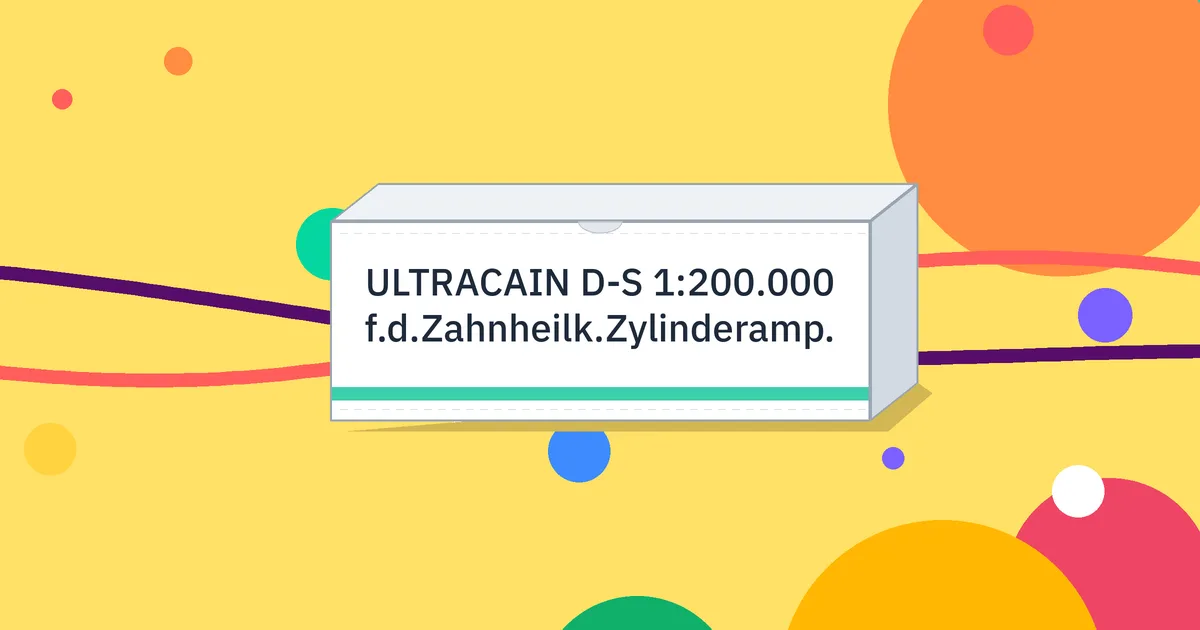 Symbolbild: Packung mit der Aufschrift ULTRACAIN D-S 1:200.000 f.d.Zahnheilk.Zylinderamp. (PZN 03016651) – Verfügbarkeit und Bezug in Apotheken in Frankfurt am Main