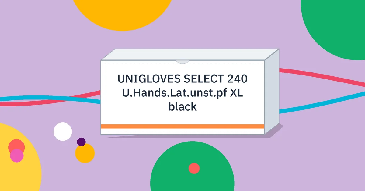 Symbolbild: Packung mit der Aufschrift UNIGLOVES SELECT 240 U.Hands.Lat.unst.pf XL black (PZN 18101339) – Verfügbarkeit und Bezug in Apotheken in Frankfurt am Main