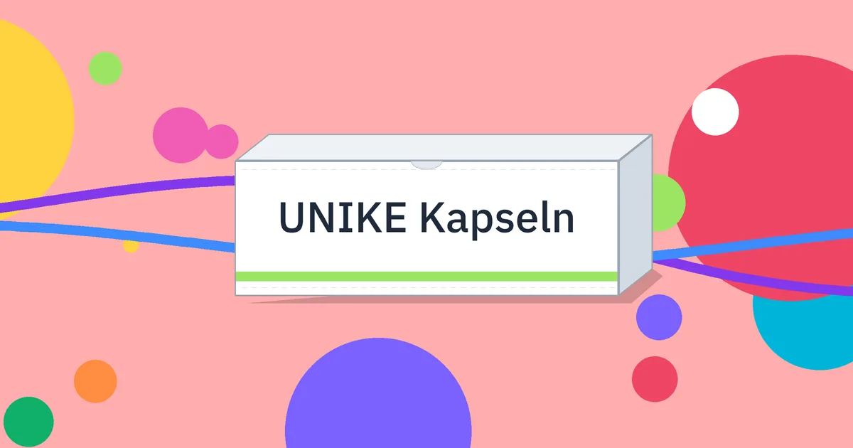Symbolbild: Packung mit der Aufschrift UNIKE Kapseln (PZN 13414766) – Verfügbarkeit und Bezug in Apotheken in Frankfurt am Main