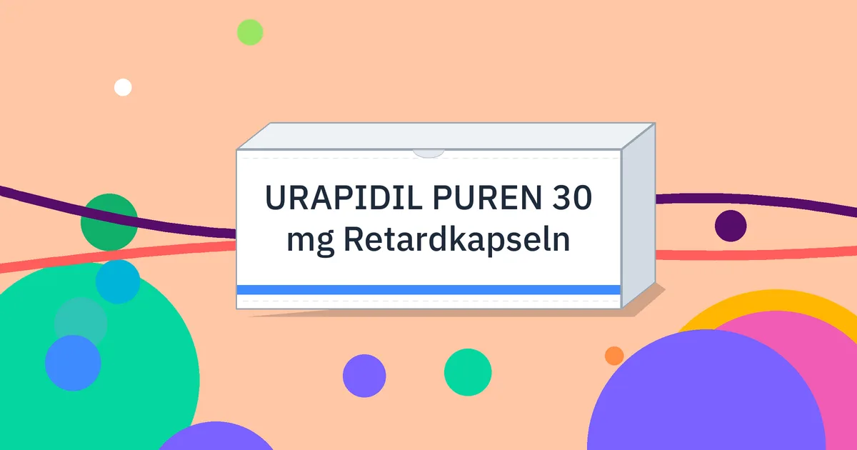 Symbolbild: Packung mit der Aufschrift URAPIDIL PUREN 30 mg Retardkapseln (PZN 16702520) – Verfügbarkeit und Bezug in Apotheken in Frankfurt am Main
