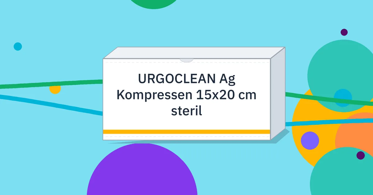 Symbolbild: Packung mit der Aufschrift URGOCLEAN Ag Kompressen 15x20 cm steril (PZN 11566153) – Verfügbarkeit und Bezug in Apotheken in Frankfurt am Main