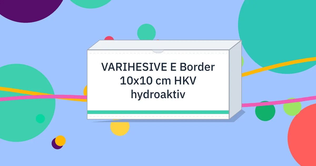 Symbolbild: Packung mit der Aufschrift VARIHESIVE E Border 10x10 cm HKV hydroaktiv (PZN 10835651) – Verfügbarkeit und Bezug in Apotheken in Frankfurt am Main