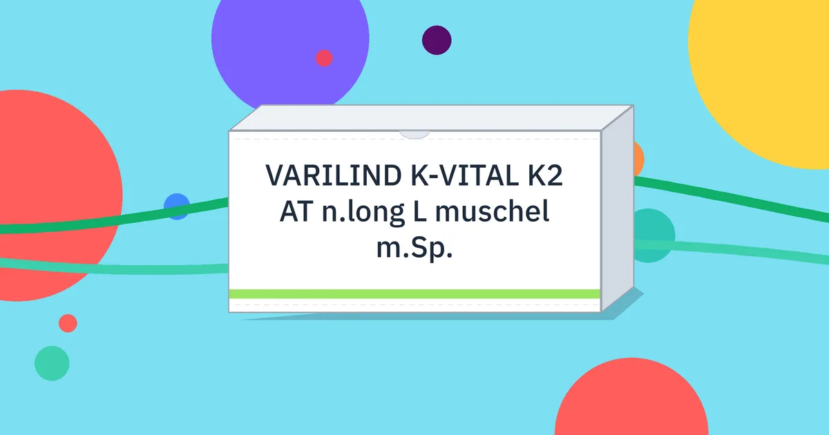 Symbolbild: Packung mit der Aufschrift VARILIND K-VITAL K2 AT n.long L muschel m.Sp. (PZN 20562349) – Verfügbarkeit und Bezug in Apotheken in Frankfurt am Main