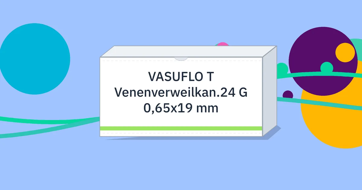 Symbolbild: Packung mit der Aufschrift VASUFLO T Venenverweilkan.24 G 0,65x19 mm (PZN 00270277) – Verfügbarkeit und Bezug in Apotheken in Frankfurt am Main