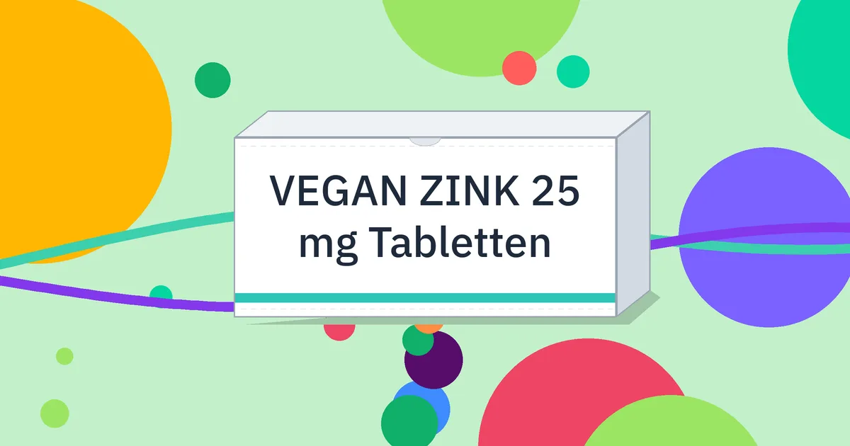 Symbolbild: Packung mit der Aufschrift VEGAN ZINK 25 mg Tabletten (PZN 17257795) – Verfügbarkeit und Bezug in Apotheken in Frankfurt am Main