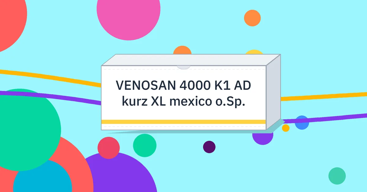 Symbolbild: Packung mit der Aufschrift VENOSAN 4000 K1 AD kurz XL mexico o.Sp. (PZN 14423075) – Verfügbarkeit und Bezug in Apotheken in Frankfurt am Main