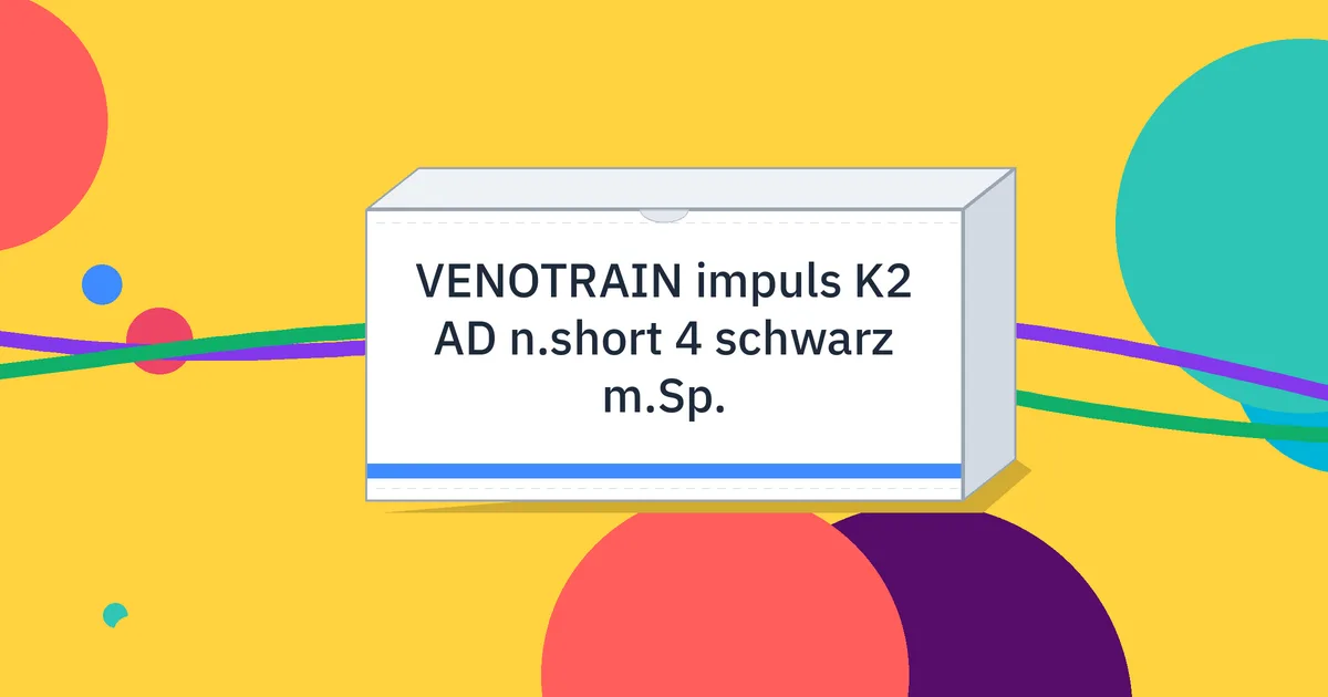 Symbolbild: Packung mit der Aufschrift VENOTRAIN impuls K2 AD n.short 4 schwarz m.Sp. (PZN 00616126) – Verfügbarkeit und Bezug in Apotheken in Frankfurt am Main