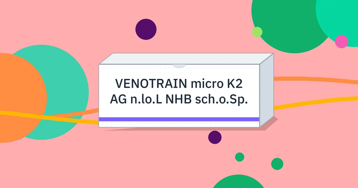 Symbolbild: Packung mit der Aufschrift VENOTRAIN micro K2 AG n.lo.L NHB sch.o.Sp. (PZN 02380633) – Verfügbarkeit und Bezug in Apotheken in Frankfurt am Main