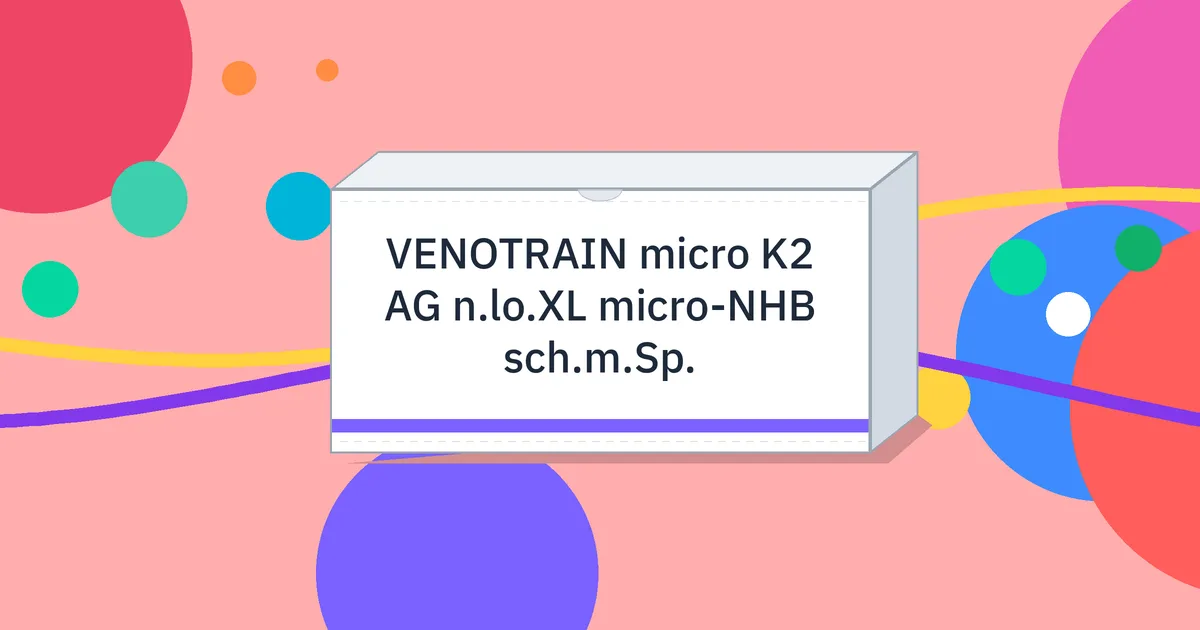 Symbolbild: Packung mit der Aufschrift VENOTRAIN micro K2 AG n.lo.XL micro-NHB sch.m.Sp. (PZN 16066538) – Verfügbarkeit und Bezug in Apotheken in Frankfurt am Main