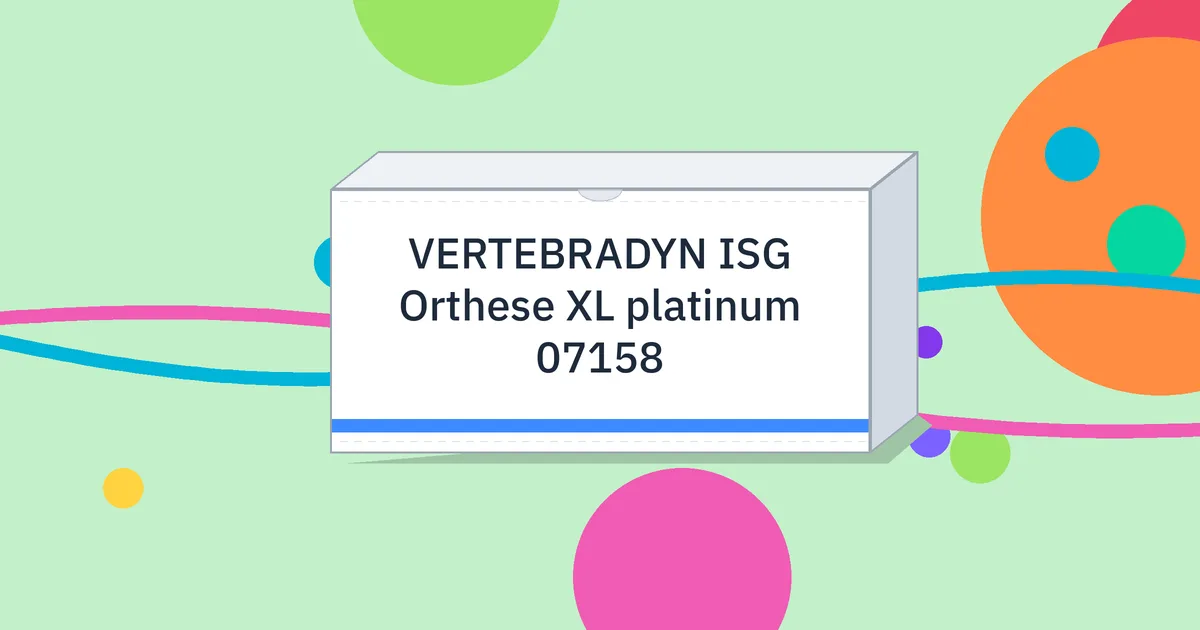 Symbolbild: Packung mit der Aufschrift VERTEBRADYN ISG Orthese XL platinum 07158 (PZN 13704234) – Verfügbarkeit und Bezug in Apotheken in Frankfurt am Main