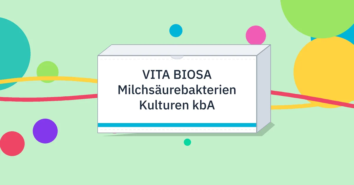 Symbolbild: Packung mit der Aufschrift VITA BIOSA Milchsäurebakterien Kulturen kbA (PZN 00758932) – Verfügbarkeit und Bezug in Apotheken in Frankfurt am Main