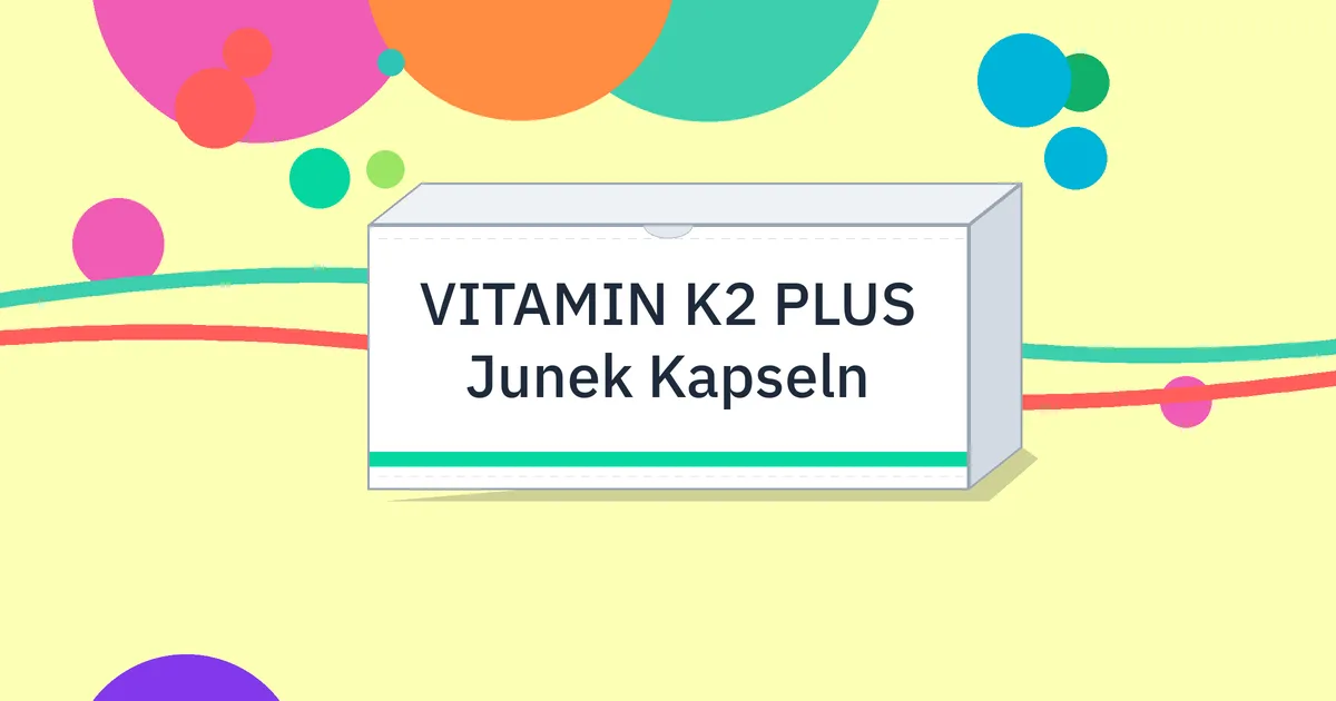 Symbolbild: Packung mit der Aufschrift VITAMIN K2 PLUS Junek Kapseln (PZN 11189561) – Verfügbarkeit und Bezug in Apotheken in Frankfurt am Main