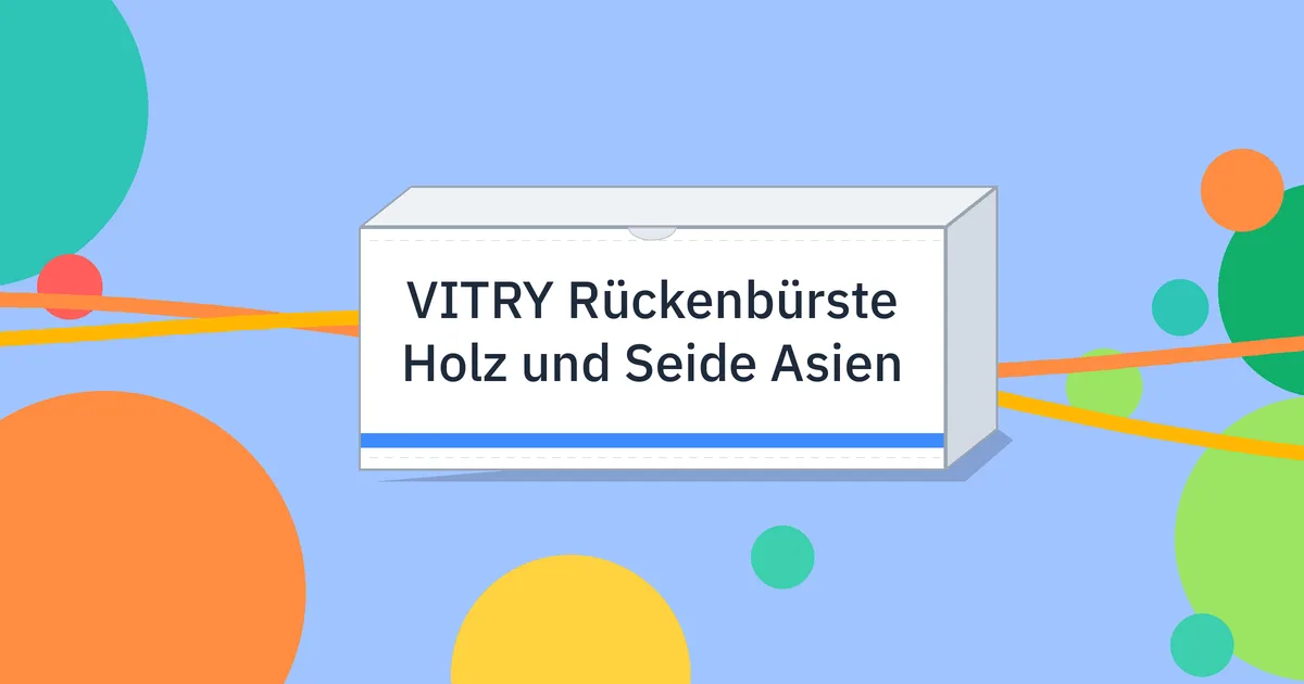 Symbolbild: Packung mit der Aufschrift VITRY Rückenbürste Holz und Seide Asien (PZN 10820885) – Verfügbarkeit und Bezug in Apotheken in Frankfurt am Main