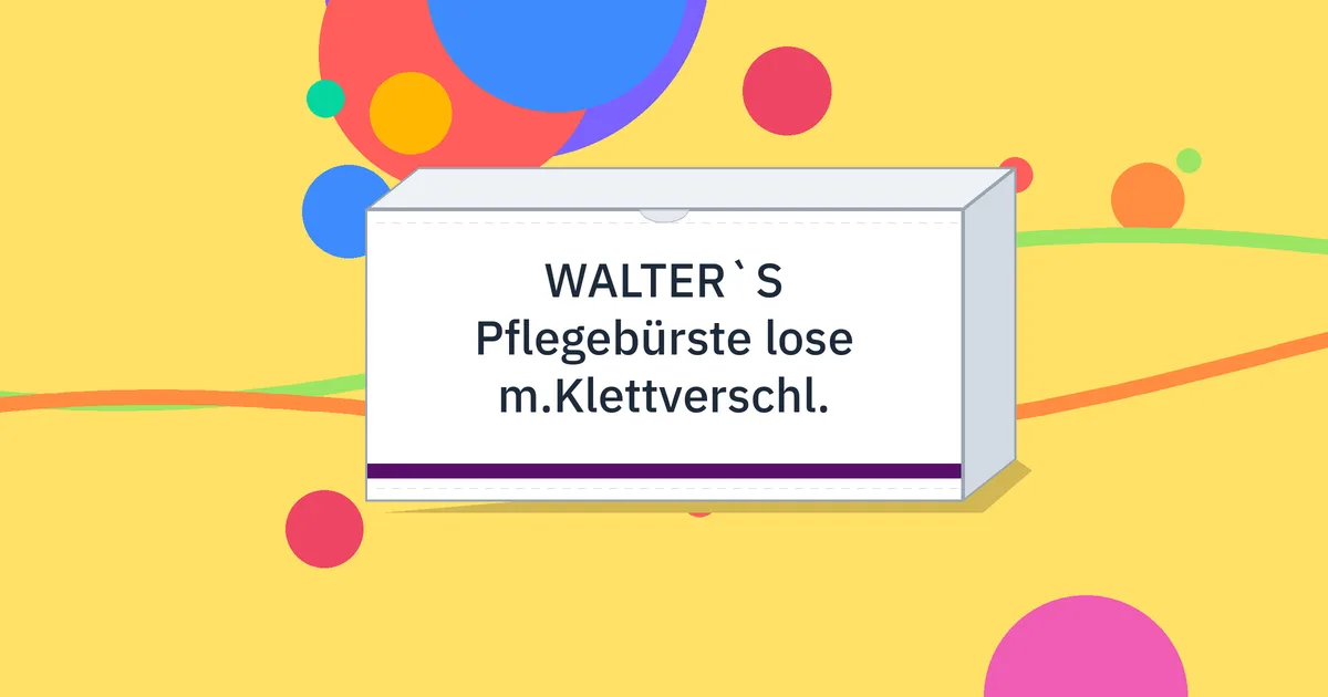 Symbolbild: Packung mit der Aufschrift WALTER`S Pflegebürste lose m.Klettverschl. (PZN 00516672) – Verfügbarkeit und Bezug in Apotheken in Frankfurt am Main