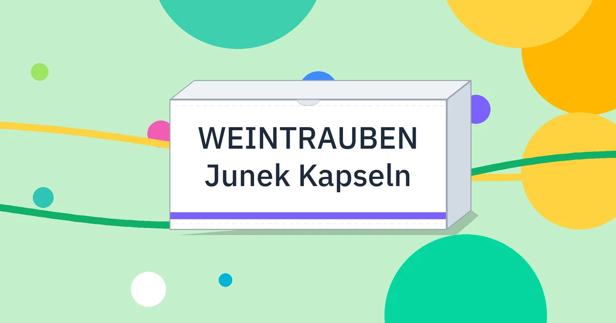 Symbolbild: Packung mit der Aufschrift WEINTRAUBEN Junek Kapseln (PZN 07076414) – Verfügbarkeit und Bezug in Apotheken in Frankfurt am Main