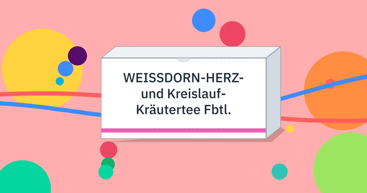 Symbolbild: Packung mit der Aufschrift WEISSDORN-HERZ- und Kreislauf-Kräutertee Fbtl. (PZN 09731604) – Verfügbarkeit und Bezug in Apotheken in Frankfurt am Main