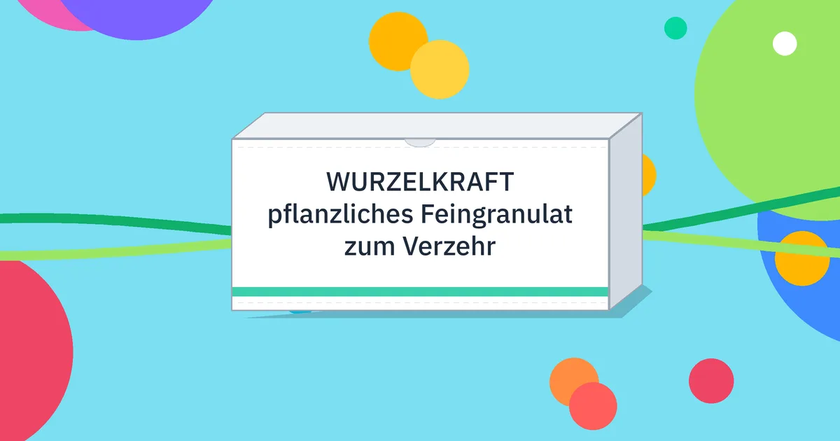 Symbolbild: Packung mit der Aufschrift WURZELKRAFT pflanzliches Feingranulat zum Verzehr (PZN 19946731) – Verfügbarkeit und Bezug in Apotheken in Frankfurt am Main
