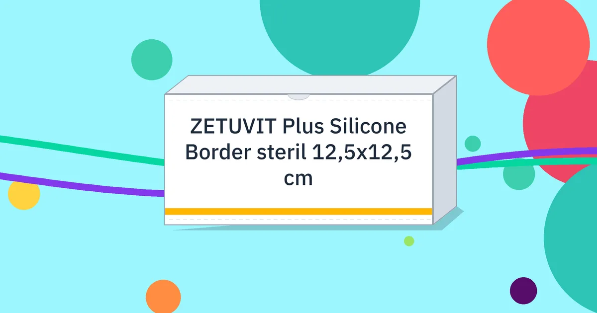 Symbolbild: Packung mit der Aufschrift ZETUVIT Plus Silicone Border steril 12,5x12,5 cm (PZN 19157046) – Verfügbarkeit und Bezug in Apotheken in Frankfurt am Main