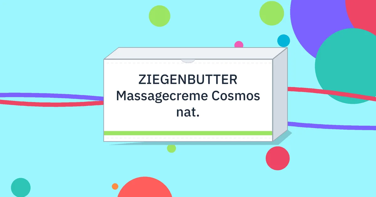 Symbolbild: Packung mit der Aufschrift ZIEGENBUTTER Massagecreme Cosmos nat. (PZN 18601326) – Verfügbarkeit und Bezug in Apotheken in Frankfurt am Main