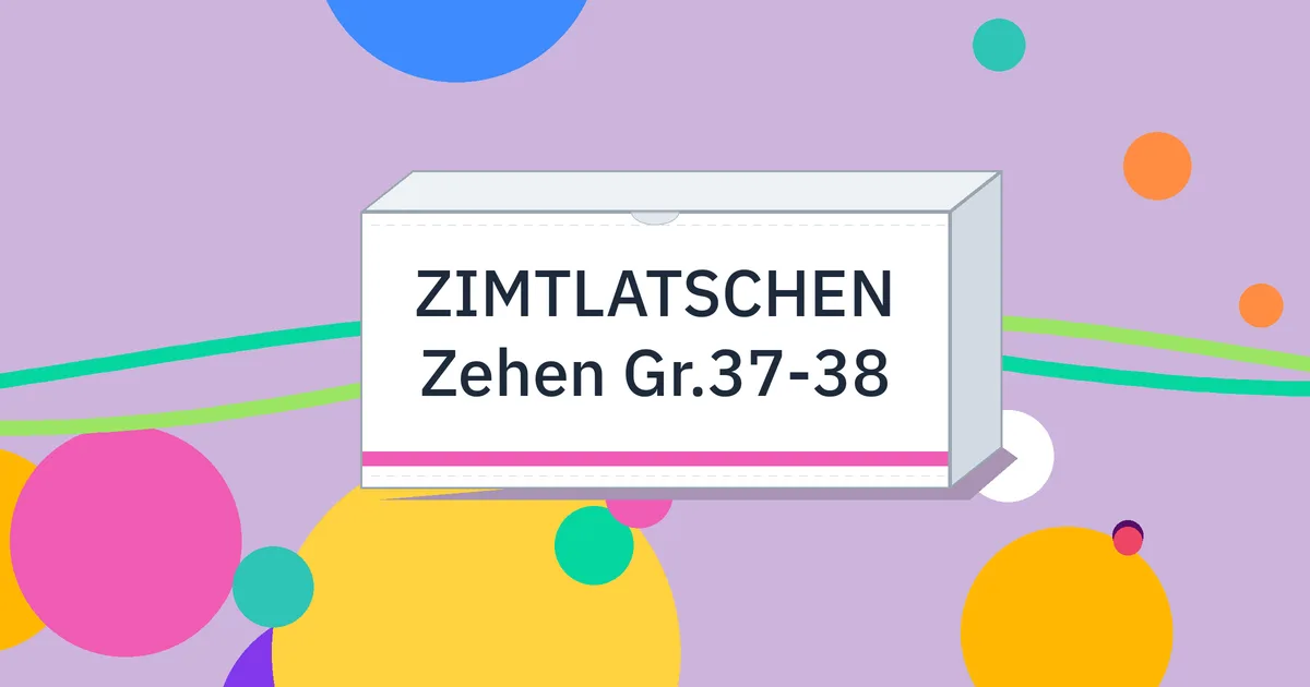 Symbolbild: Packung mit der Aufschrift ZIMTLATSCHEN Zehen Gr.37-38 (PZN 01436610) – Verfügbarkeit und Bezug in Apotheken in Frankfurt am Main