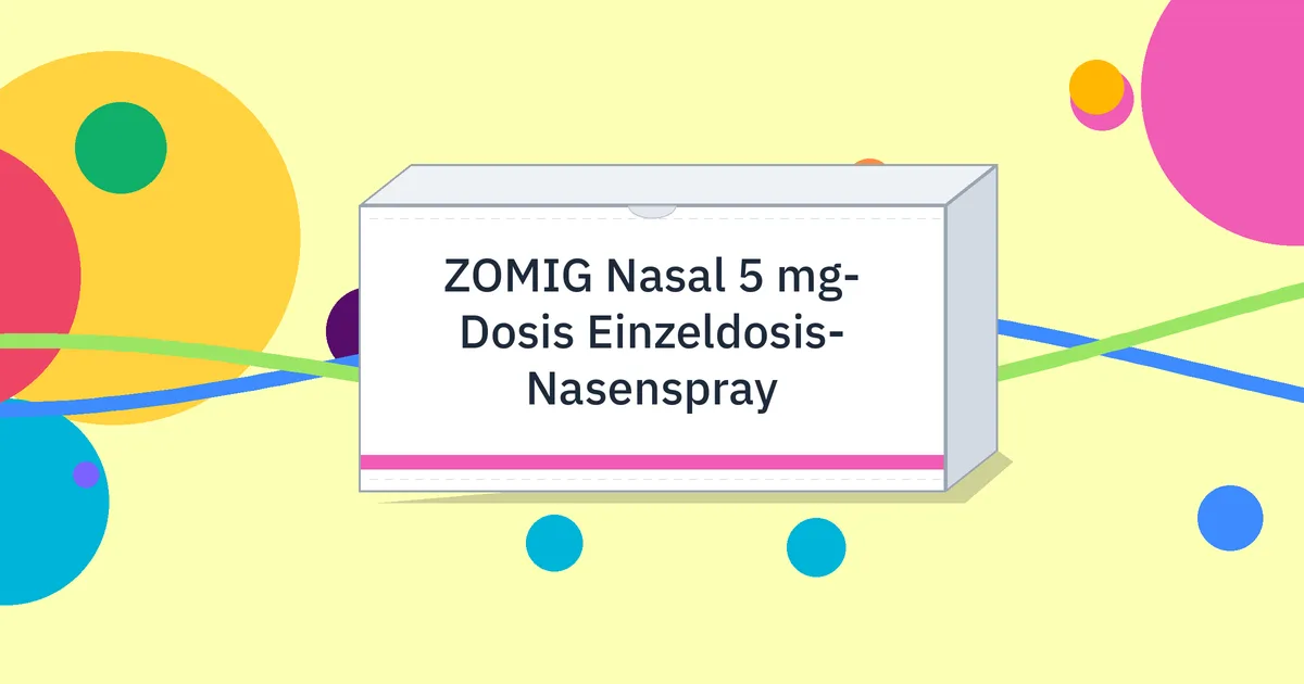 Symbolbild: Packung mit der Aufschrift ZOMIG Nasal 5 mg-Dosis Einzeldosis-Nasenspray (PZN 02842536) – Verfügbarkeit und Bezug in Apotheken in Frankfurt am Main
