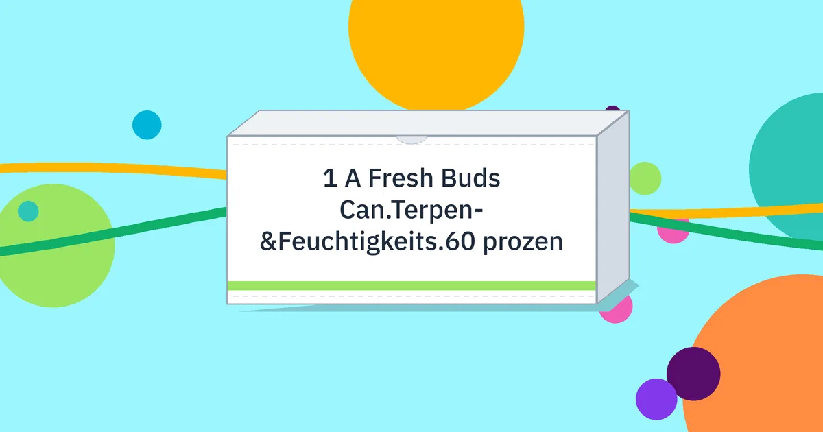 Symbolbild: Packung mit der Aufschrift 1 A Fresh Buds Can.Terpen-&Feuchtigkeits.60 prozen (PZN 20864607) – Verfügbarkeit und Bezug in Apotheken in Frankfurt am Main
