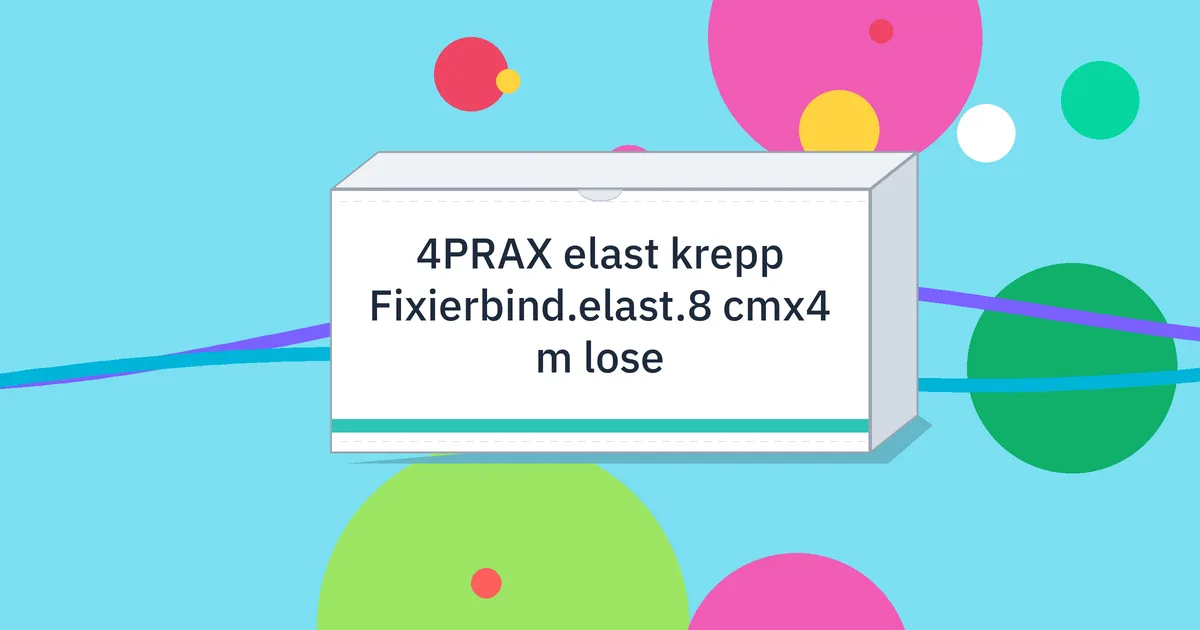 Symbolbild: Packung mit der Aufschrift 4PRAX elast krepp Fixierbind.elast.8 cmx4 m lose (PZN 20230185) – Verfügbarkeit und Bezug in Apotheken in Frankfurt am Main