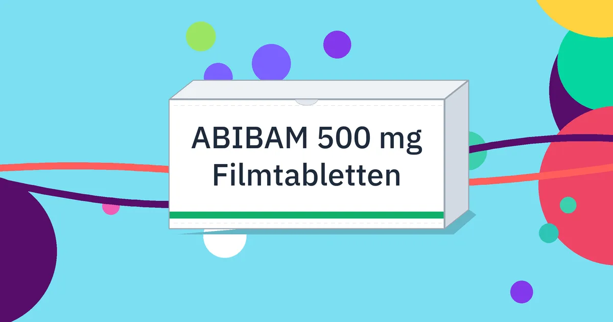 Symbolbild: Packung mit der Aufschrift ABIBAM 500 mg Filmtabletten (PZN 18447115) – Verfügbarkeit und Bezug in Apotheken in Frankfurt am Main