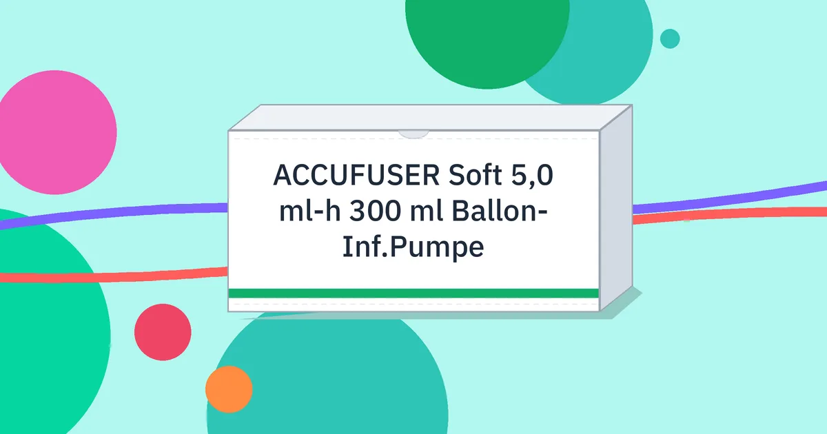 Symbolbild: Packung mit der Aufschrift ACCUFUSER Soft 5,0 ml-h 300 ml Ballon-Inf.Pumpe (PZN 19901102) – Verfügbarkeit und Bezug in Apotheken in Frankfurt am Main