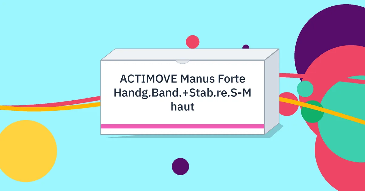 Symbolbild: Packung mit der Aufschrift ACTIMOVE Manus Forte Handg.Band.+Stab.re.S-M haut (PZN 17947519) – Verfügbarkeit und Bezug in Apotheken in Frankfurt am Main
