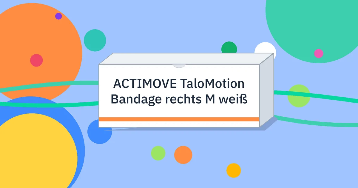Symbolbild: Packung mit der Aufschrift ACTIMOVE TaloMotion Bandage rechts M weiß (PZN 17948631) – Verfügbarkeit und Bezug in Apotheken in Frankfurt am Main