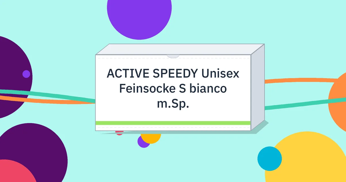 Symbolbild: Packung mit der Aufschrift ACTIVE SPEEDY Unisex Feinsocke S bianco m.Sp. (PZN 16194845) – Verfügbarkeit und Bezug in Apotheken in Frankfurt am Main