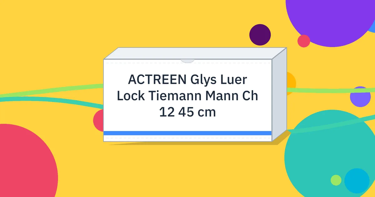 Symbolbild: Packung mit der Aufschrift ACTREEN Glys Luer Lock Tiemann Mann Ch 12 45 cm (PZN 04400475) – Verfügbarkeit und Bezug in Apotheken in Frankfurt am Main