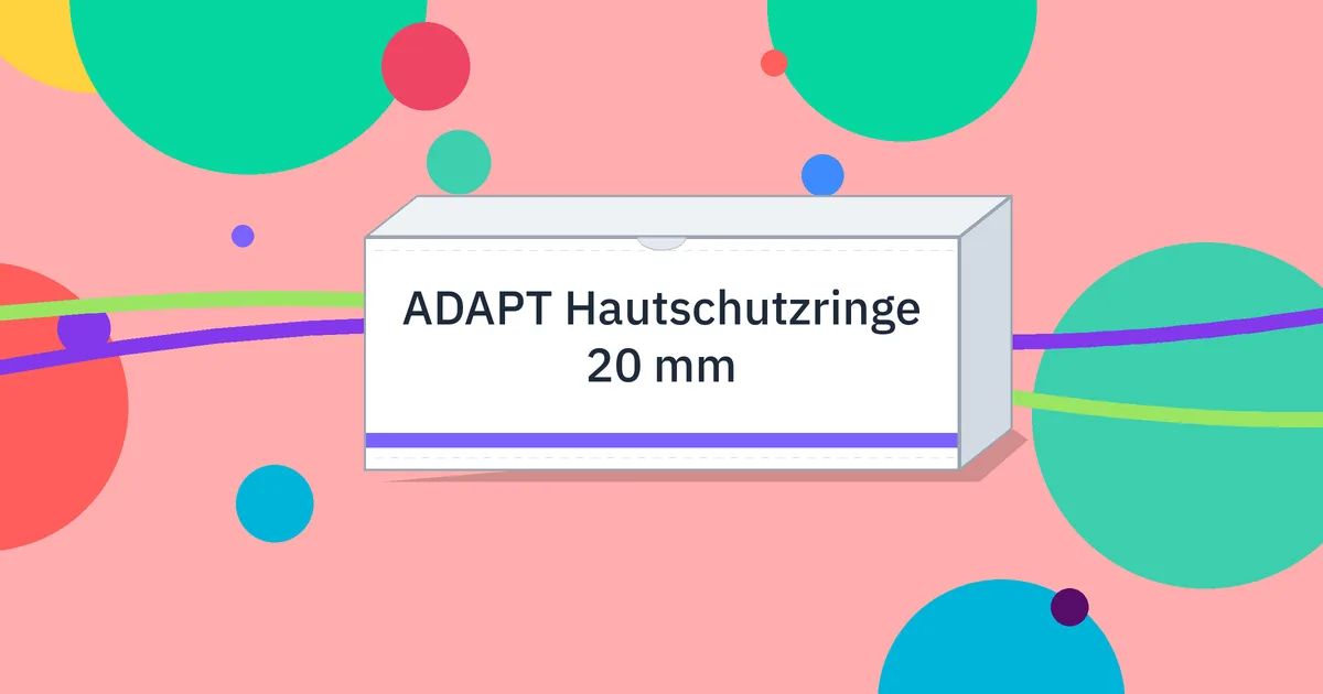 Symbolbild: Packung mit der Aufschrift ADAPT Hautschutzringe 20 mm (PZN 04195495) – Verfügbarkeit und Bezug in Apotheken in Frankfurt am Main