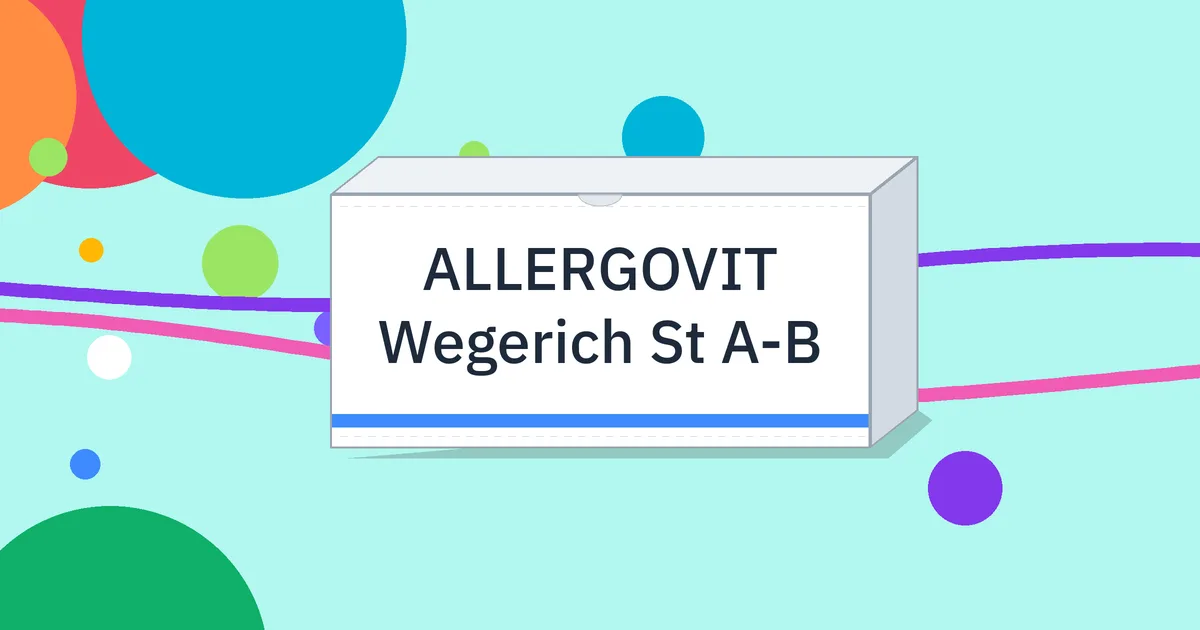 Symbolbild: Packung mit der Aufschrift ALLERGOVIT Wegerich St A-B (PZN 00534658) – Verfügbarkeit und Bezug in Apotheken in Frankfurt am Main