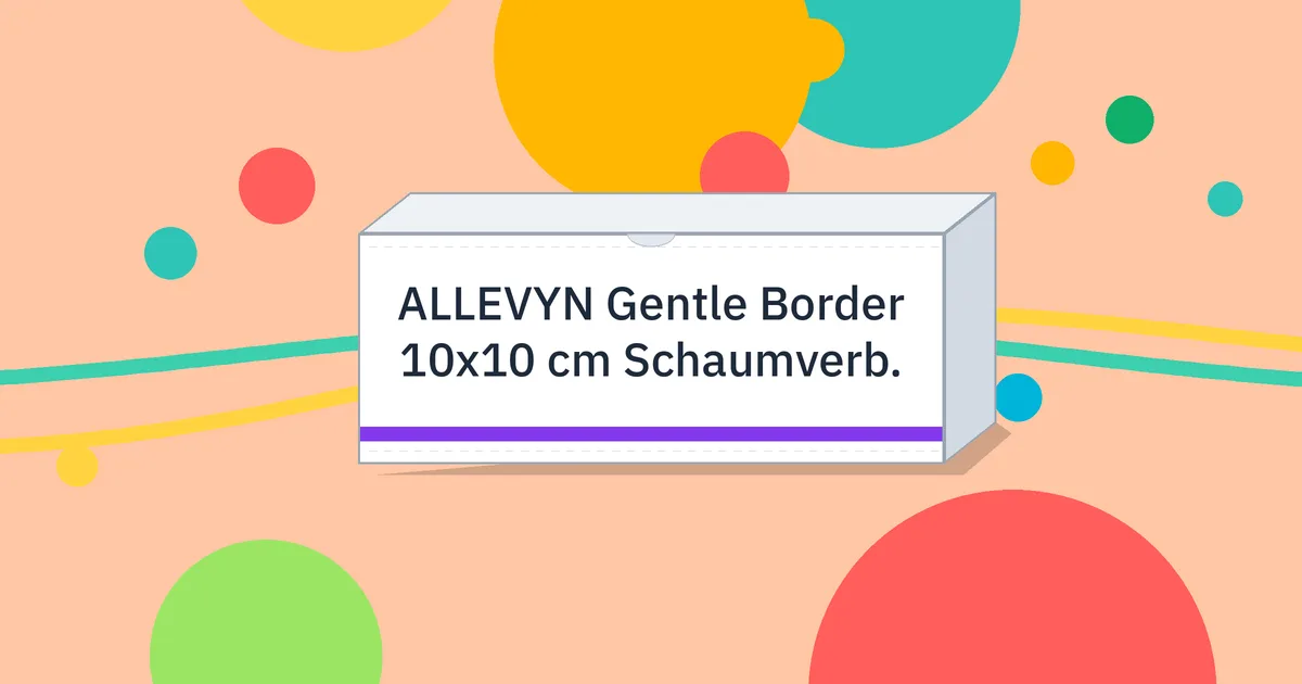 Symbolbild: Packung mit der Aufschrift ALLEVYN Gentle Border 10x10 cm Schaumverb. (PZN 12600225) – Verfügbarkeit und Bezug in Apotheken in Frankfurt am Main