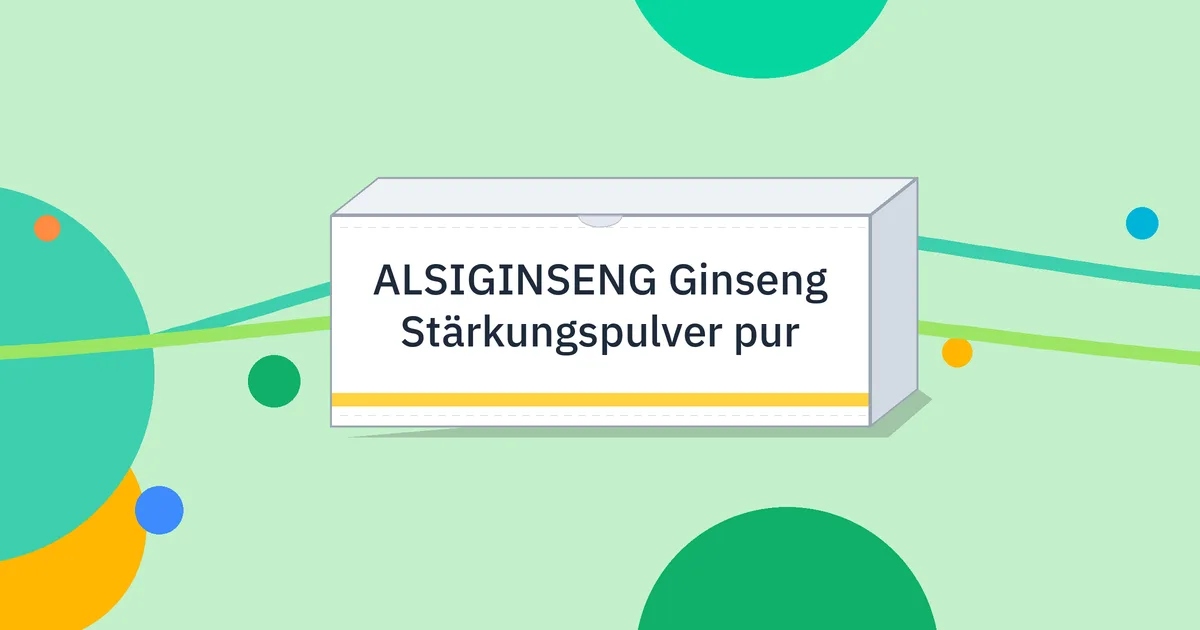 Symbolbild: Packung mit der Aufschrift ALSIGINSENG Ginseng Stärkungspulver pur (PZN 20643243) – Verfügbarkeit und Bezug in Apotheken in Frankfurt am Main
