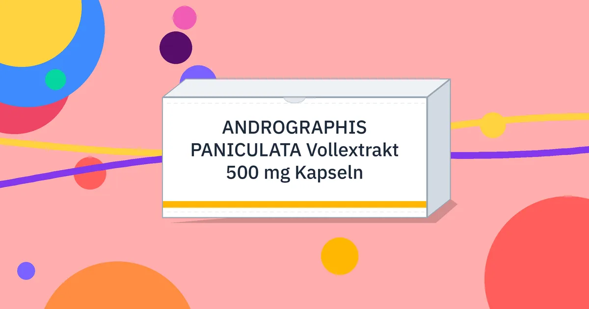 Symbolbild: Packung mit der Aufschrift ANDROGRAPHIS PANICULATA Vollextrakt 500 mg Kapseln (PZN 15637878) – Verfügbarkeit und Bezug in Apotheken in Frankfurt am Main