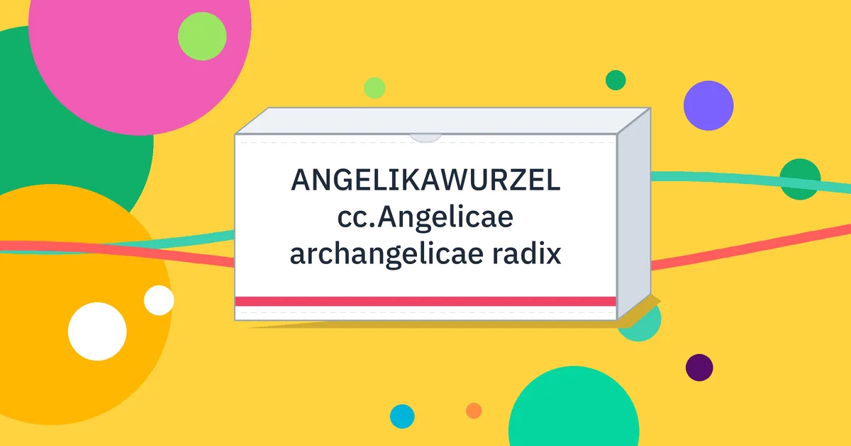 Symbolbild: Packung mit der Aufschrift ANGELIKAWURZEL cc.Angelicae archangelicae radix (PZN 20953854) – Verfügbarkeit und Bezug in Apotheken in Frankfurt am Main