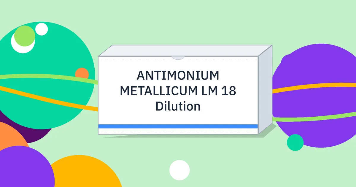 Symbolbild: Packung mit der Aufschrift ANTIMONIUM METALLICUM LM 18 Dilution (PZN 13373547) – Verfügbarkeit und Bezug in Apotheken in Frankfurt am Main