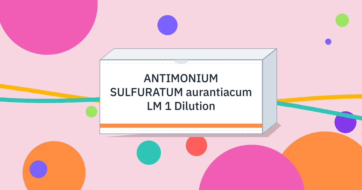 Symbolbild: Packung mit der Aufschrift ANTIMONIUM SULFURATUM aurantiacum LM 1 Dilution (PZN 13375090) – Verfügbarkeit und Bezug in Apotheken in Frankfurt am Main
